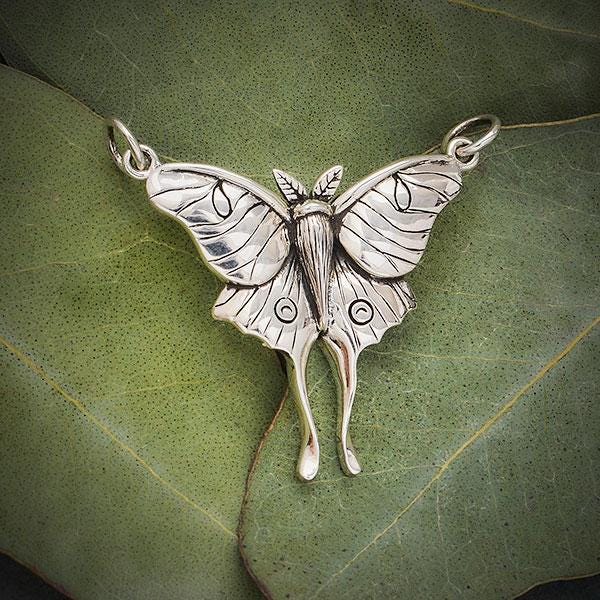 Sterling Silver Luna Moth Pendant Festoon 26x30mm – Sea Star Trading